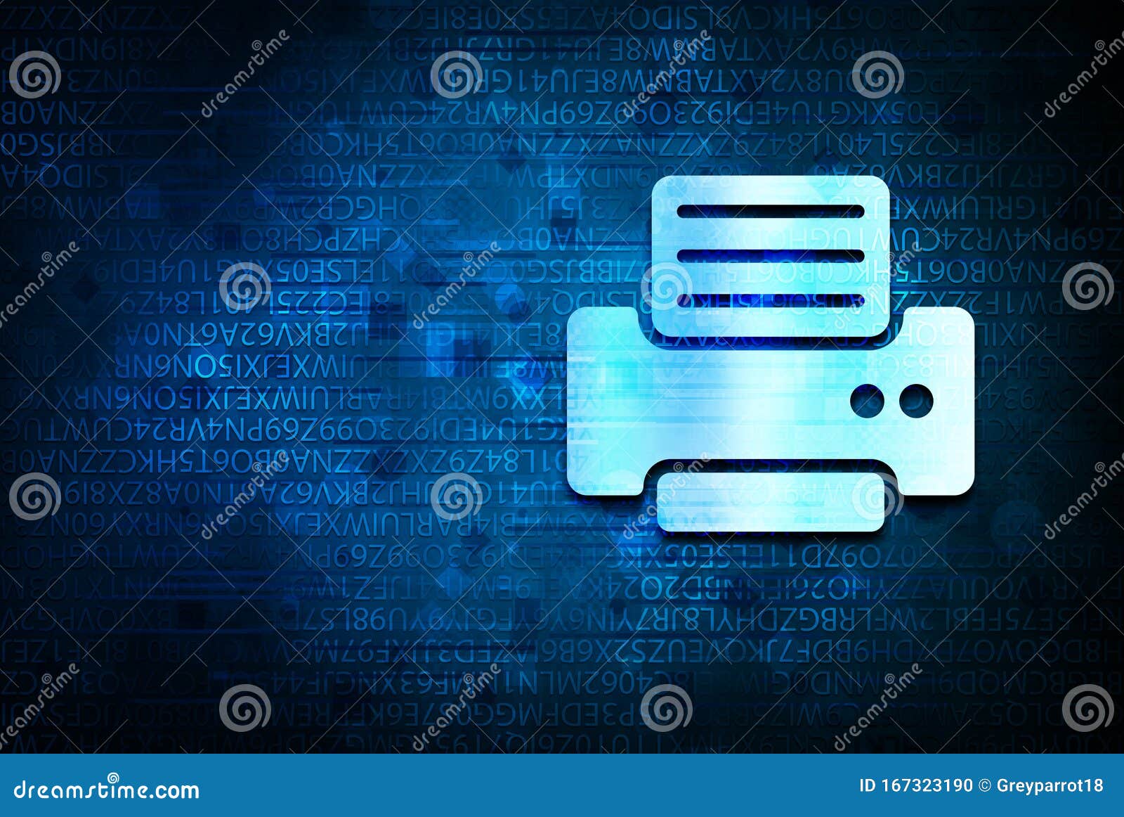 Printer Icon Abstract Blue Background Illustration Design Stock ...
