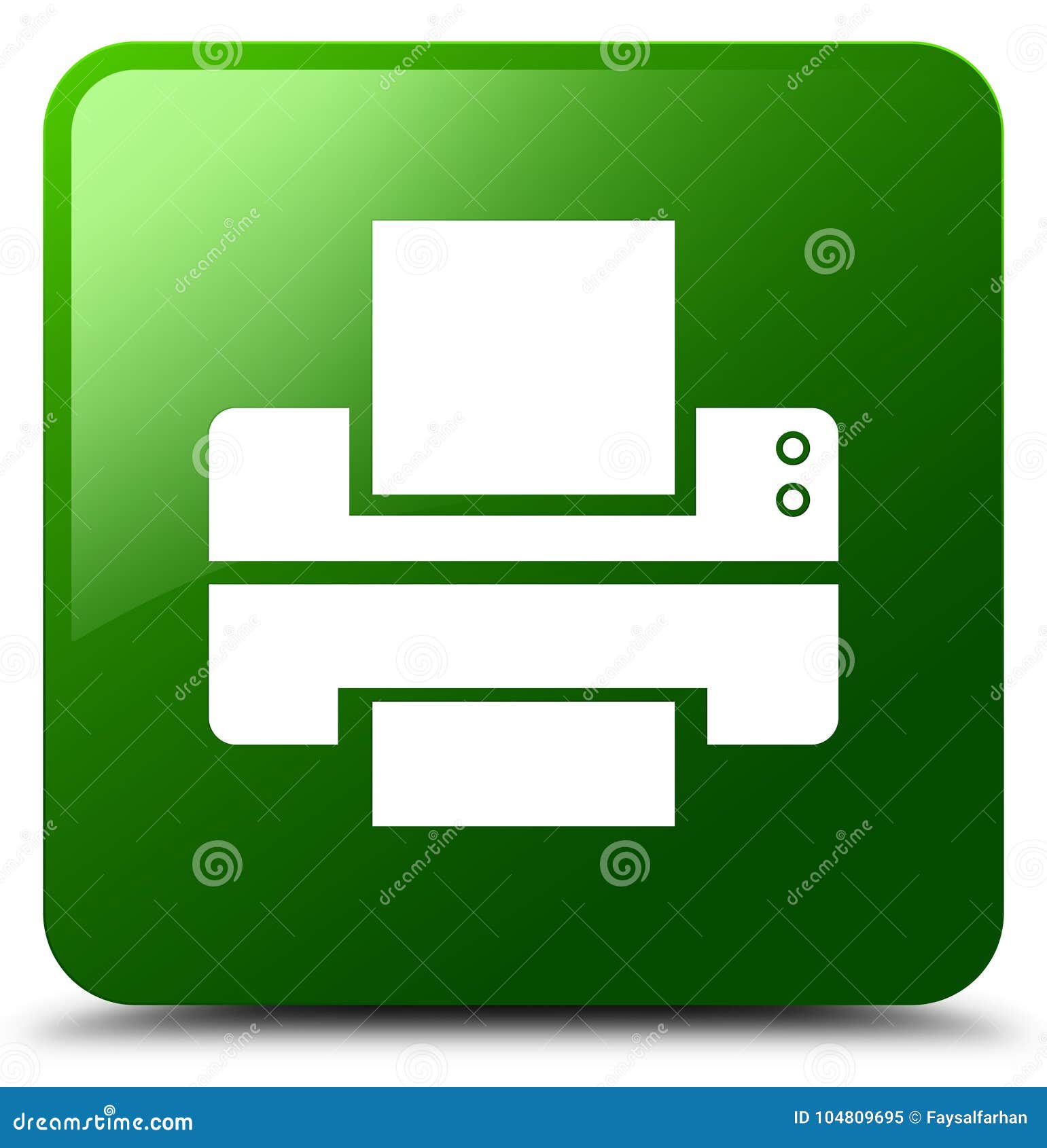 Printer Icon Green Square Button Stock Illustration - Illustration of ...