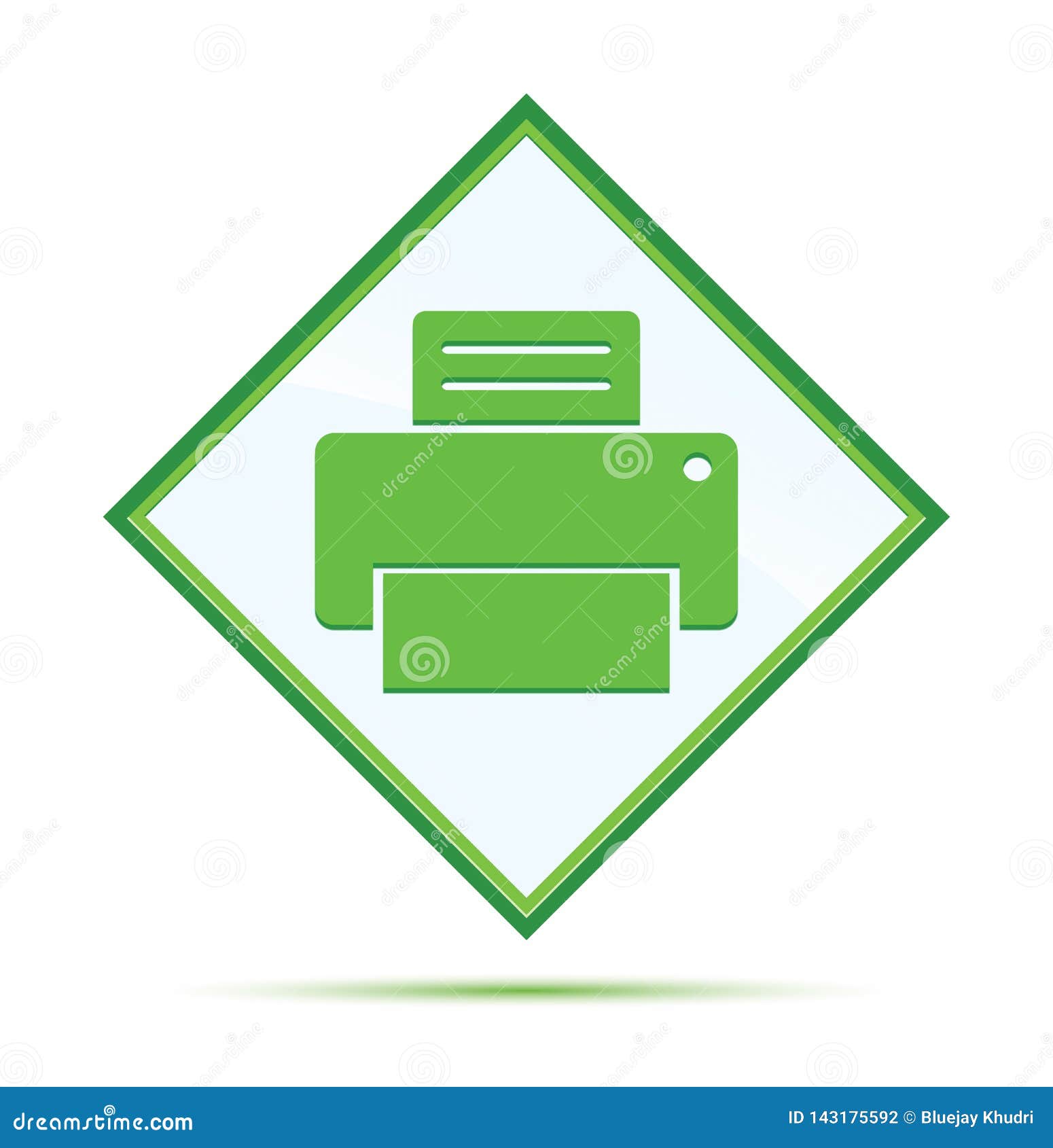 Printer Icon Modern Abstract Green Diamond Button Stock Illustration ...