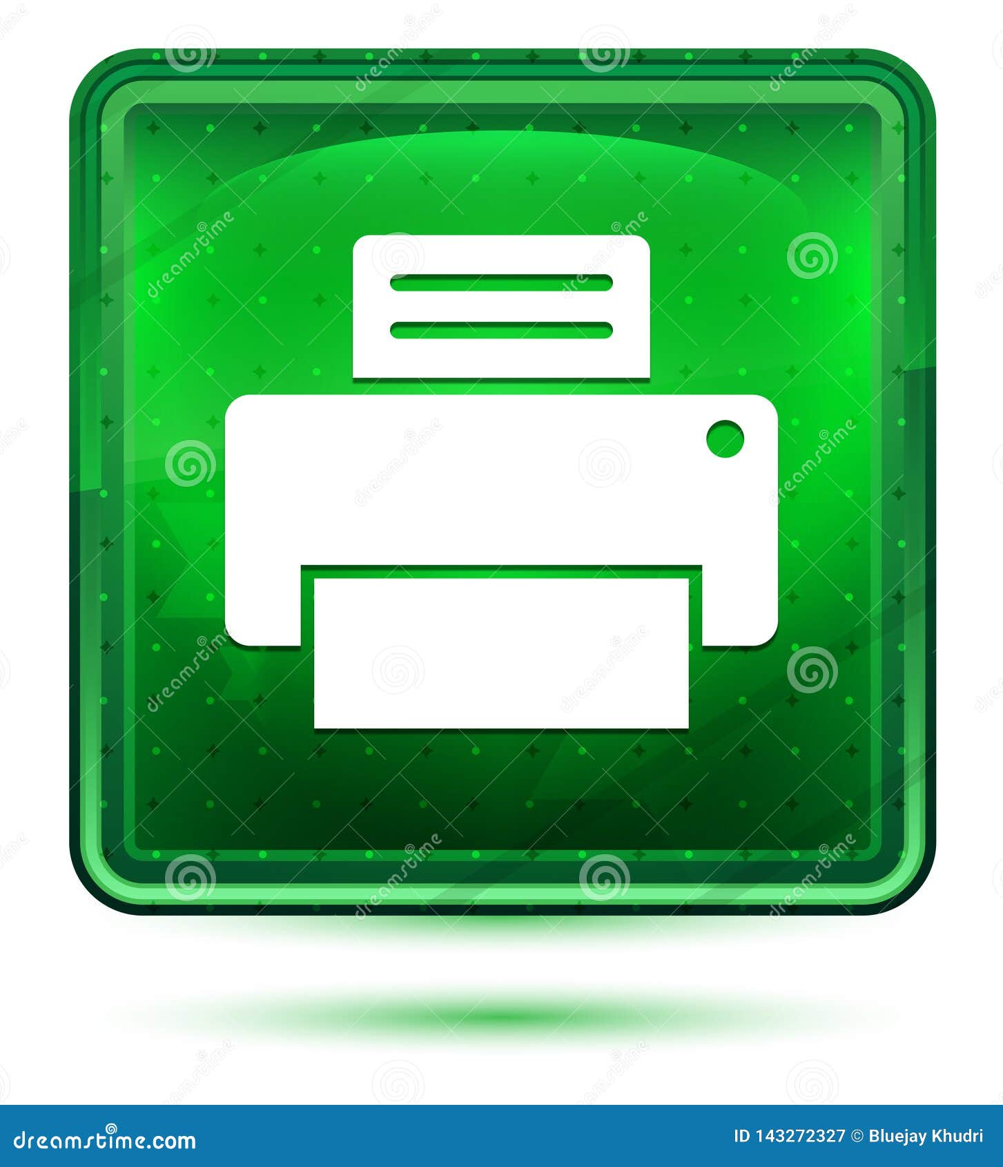 Printer Icon Neon Light Green Square Button Stock Illustration ...