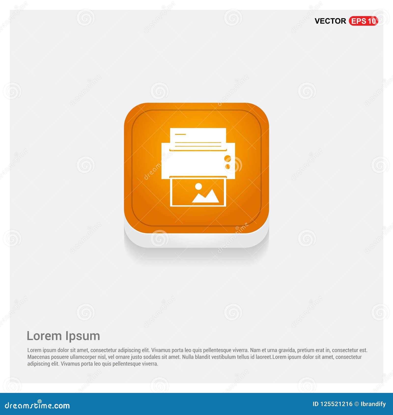 Printer Icon Orange Abstract Web Button Stock Vector - Illustration of ...