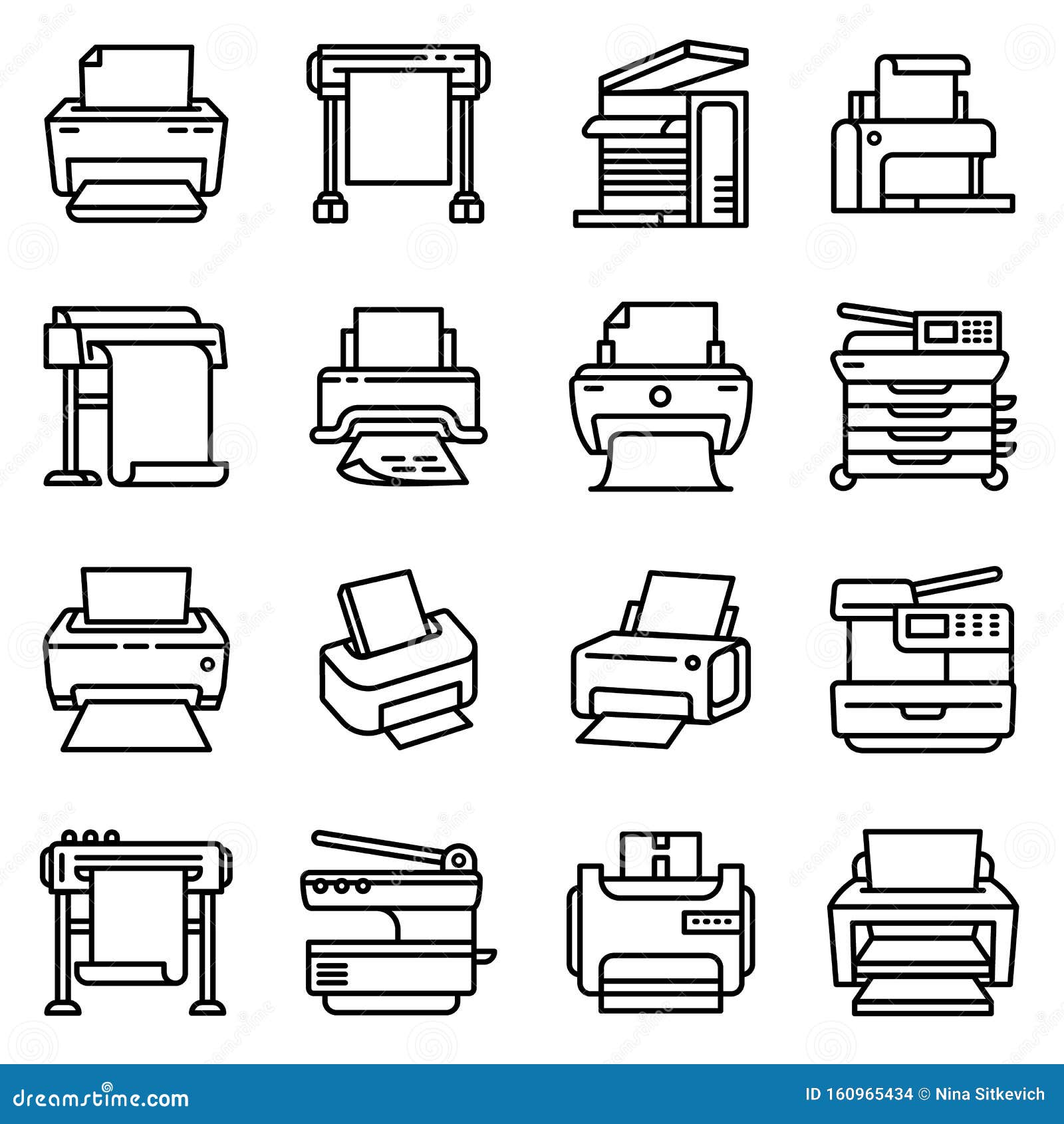 Printer Icon, Outline Style Stock Vector - Illustration of internet ...