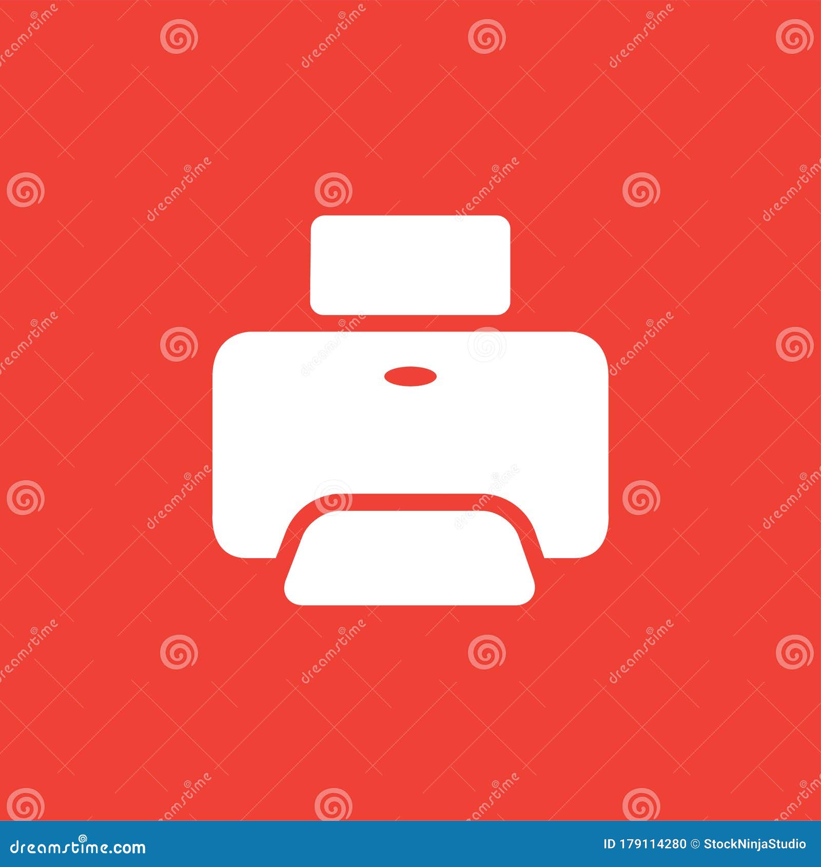 Printer Icon on Red Background. Red Flat Style Vector Illustration ...