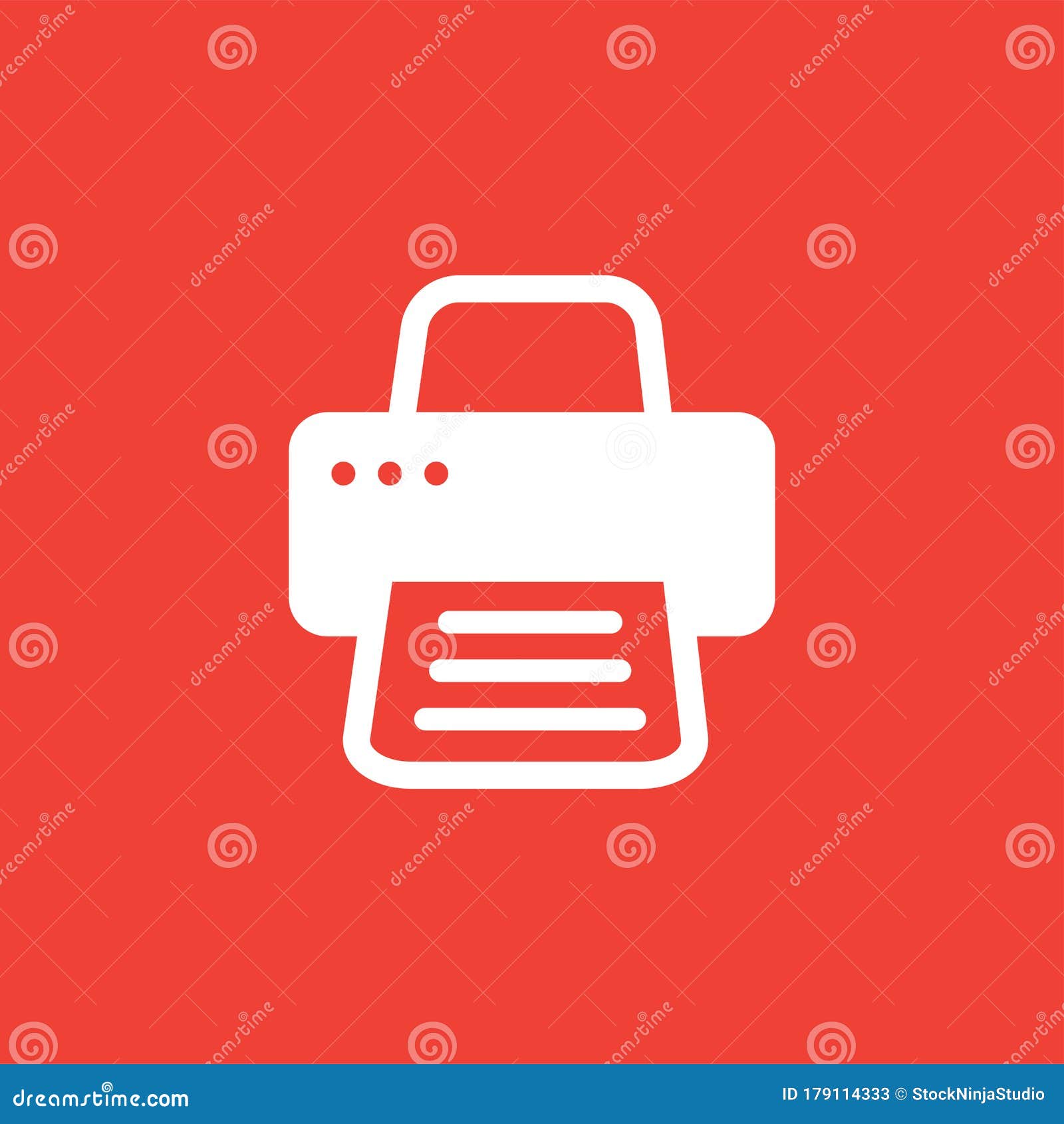 Printer Icon on Red Background. Red Flat Style Vector Illustration ...