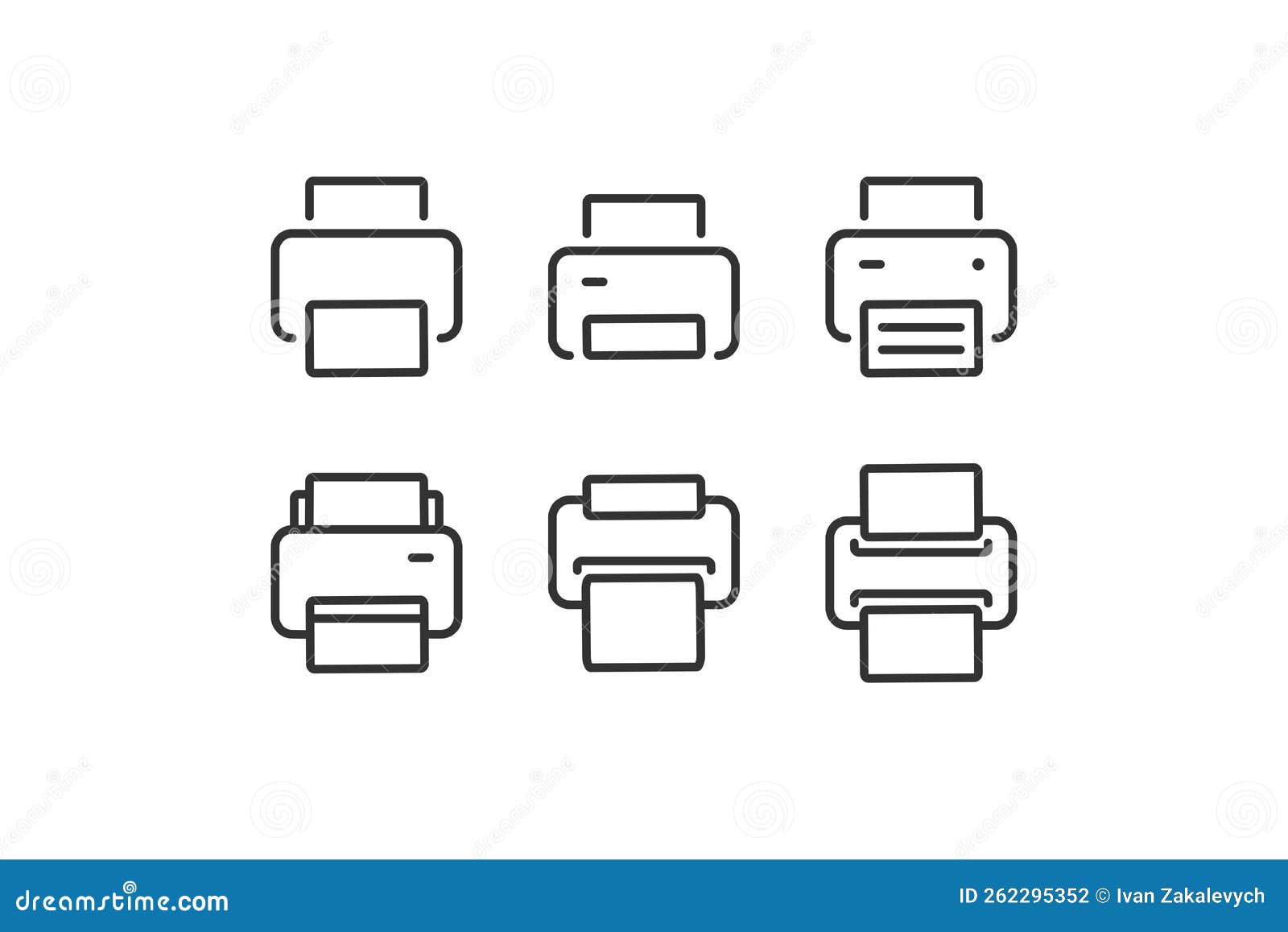 Printer Icon Set. Document Printing Illustration Symbol Stock Vector ...