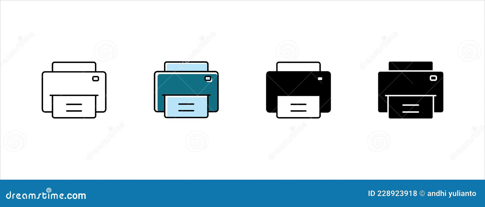 Printer Icon Set. Document Printing Machine Icons Stock Illustration ...