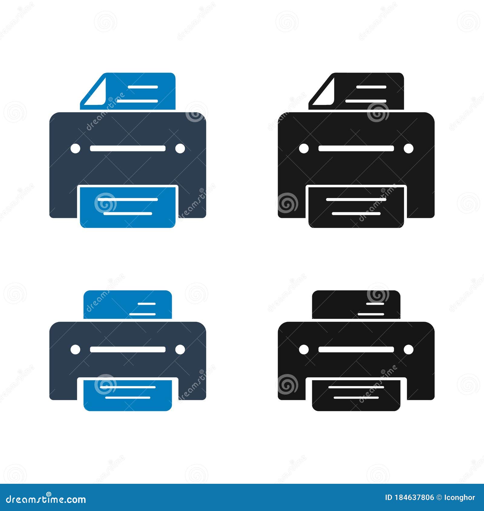 Printer Icon Set. stock vector. Illustration of style - 184637806