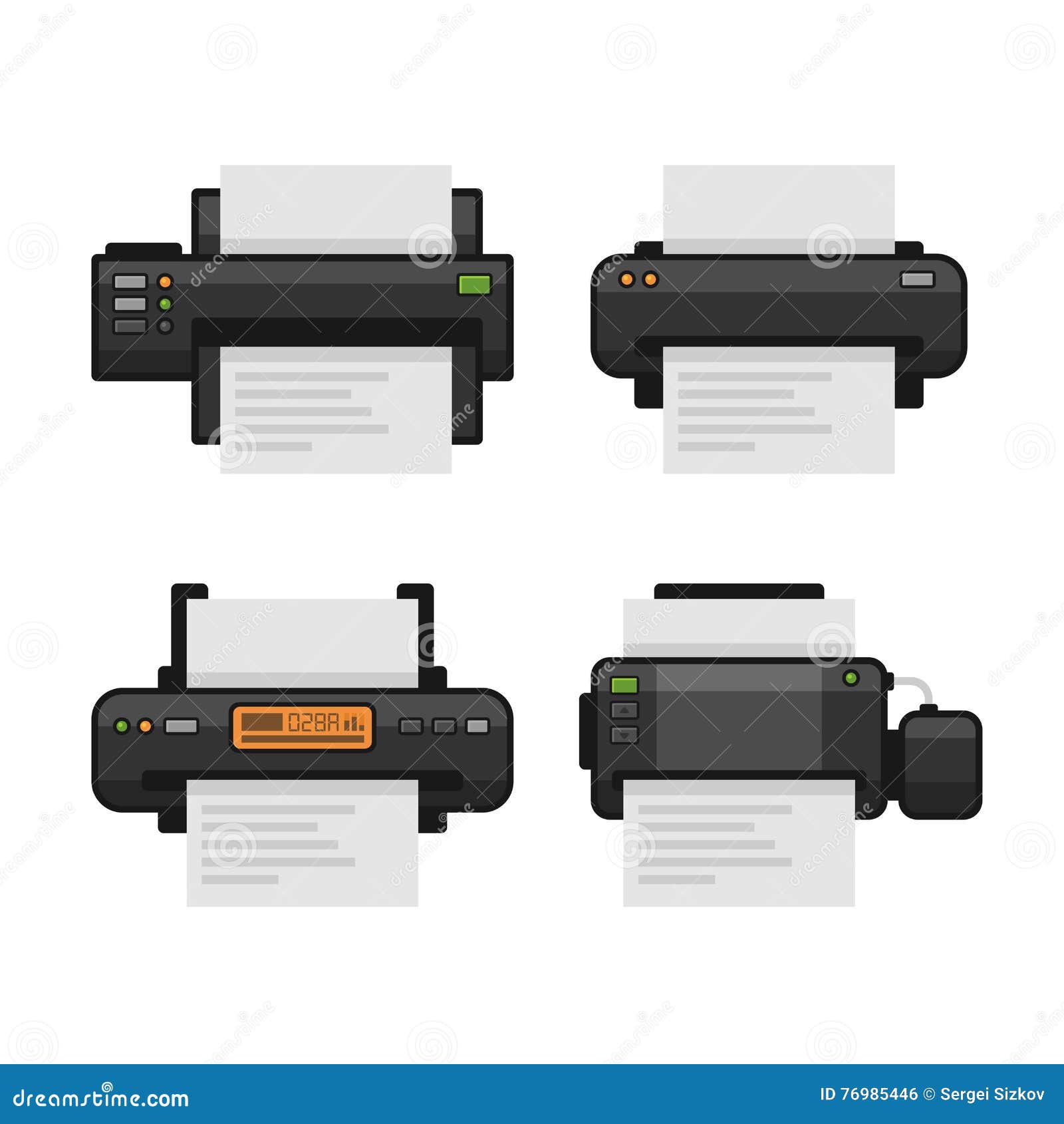 Printer Icon Set. Flat Style Stock Vector - Illustration of business ...