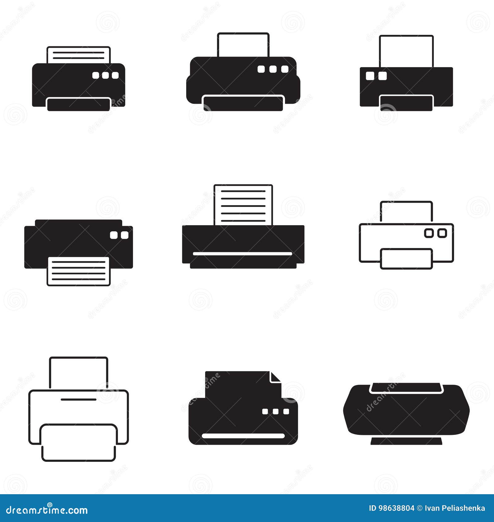 Printer icon set stock illustration. Illustration of website - 98638804