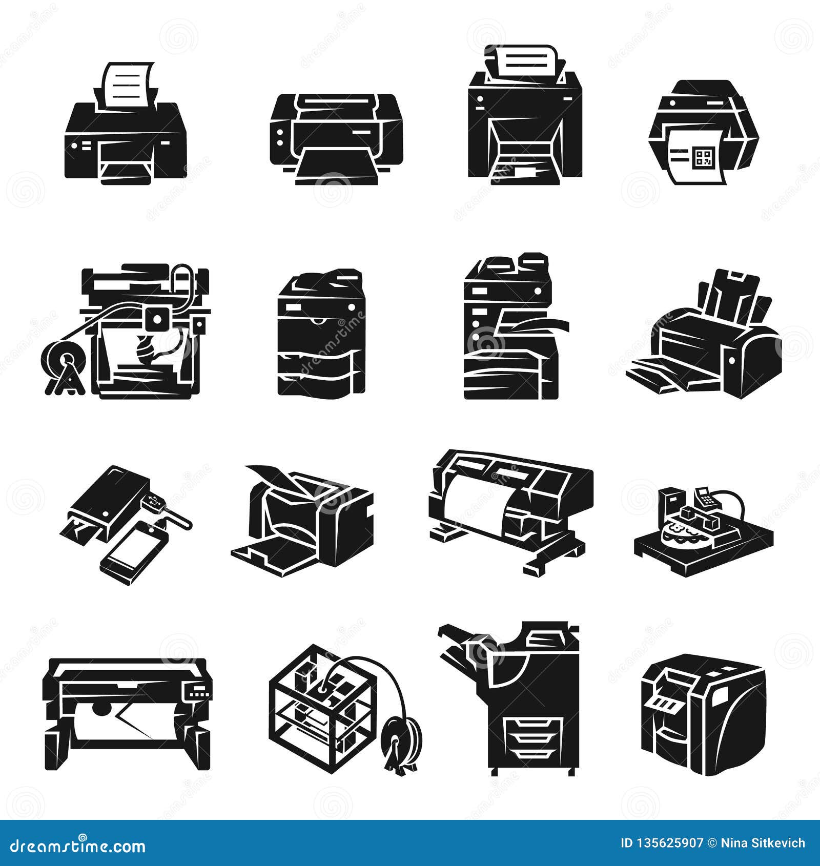 Printer Icon Set, Simple Style Stock Vector - Illustration of business ... Printer Icon Set, Simple Style Stock Vector - Illustration of business ...