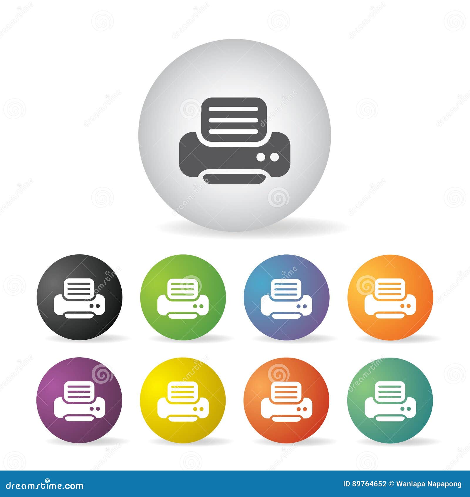 Printer icon set stock vector. Illustration of internet - 89764652