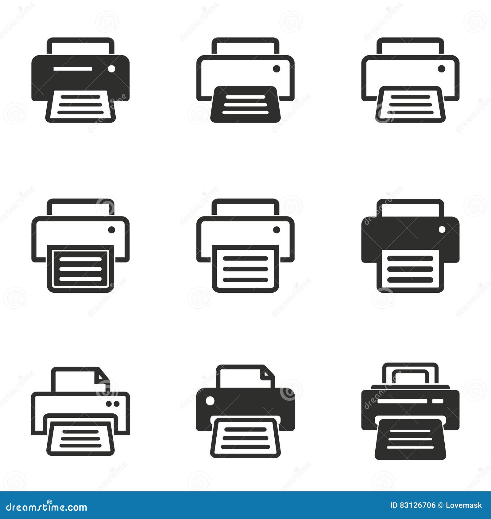Printer icon set. stock vector. Illustration of press - 83126706