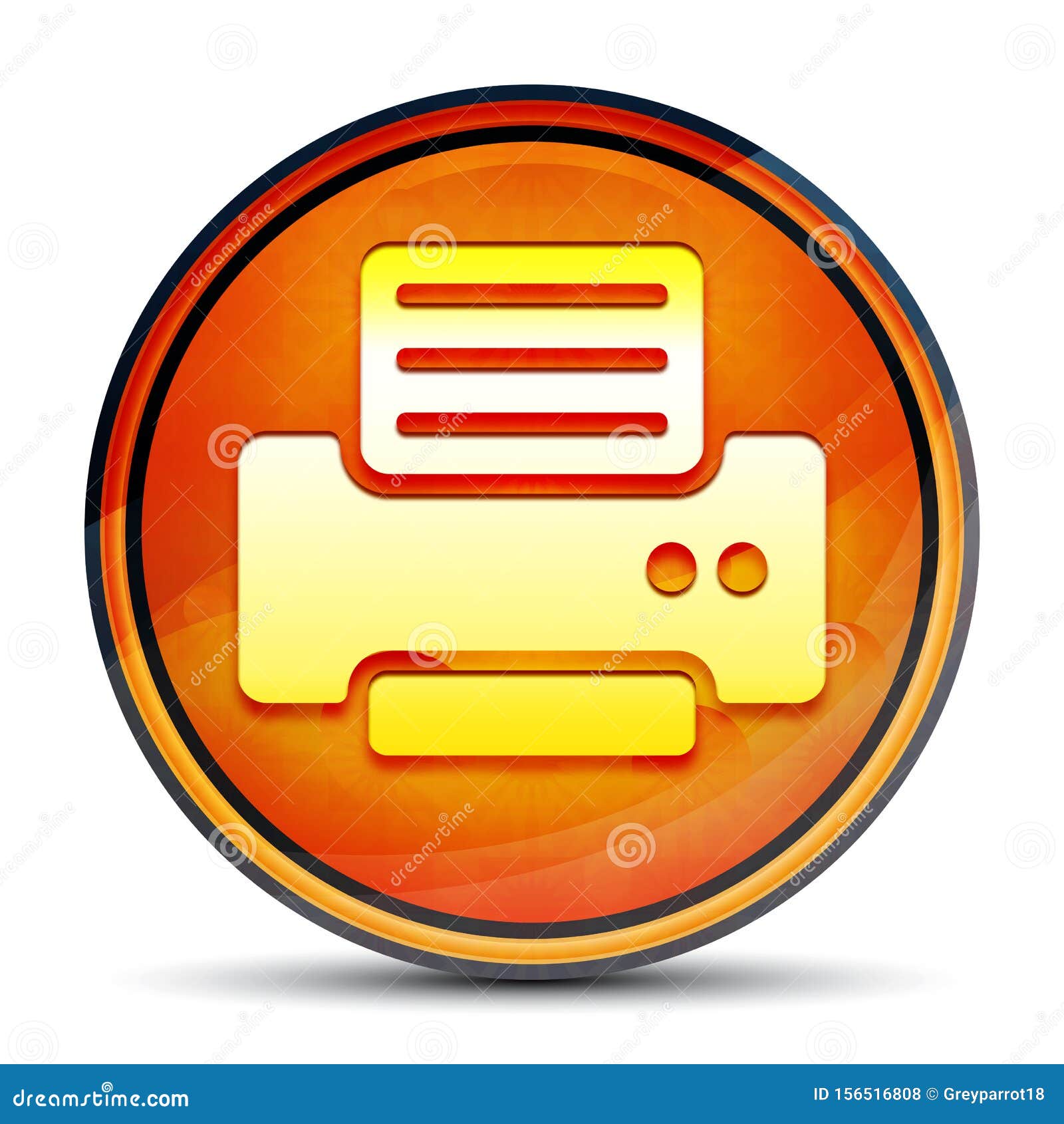Printer Icon Shiny Bright Orange Round Button Illustration Stock ...