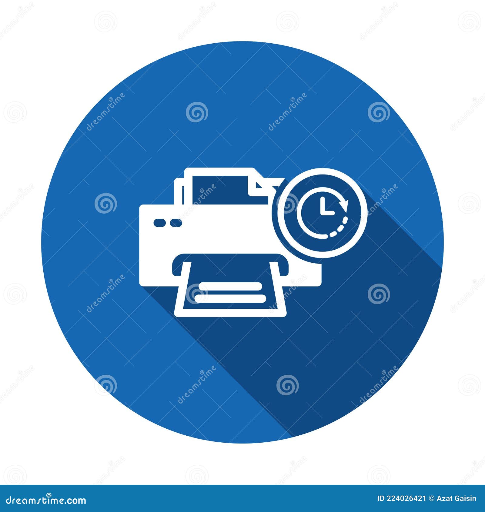 Printer Icon, Technology Icon with Clock Sign. Printer Icon and ...