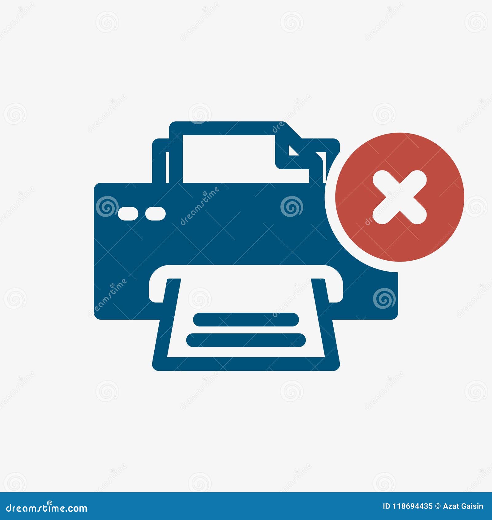Printer Icon, Technology Icon with Cancel Sign. Printer Icon and Close ...