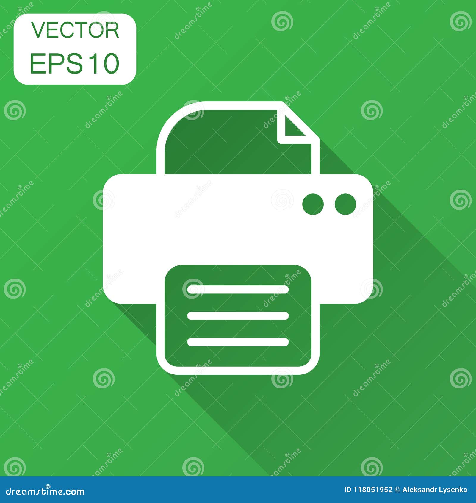 Printer Icon. Vector Illustration with Long Shadow Stock Vector ...
