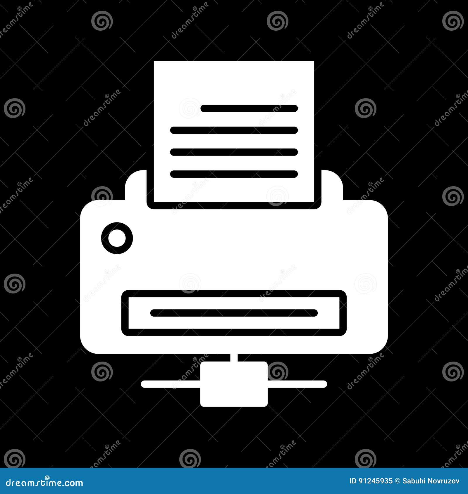 Printer Icon Vector. Solid Illustration. Pictogram Isolated on Black ...