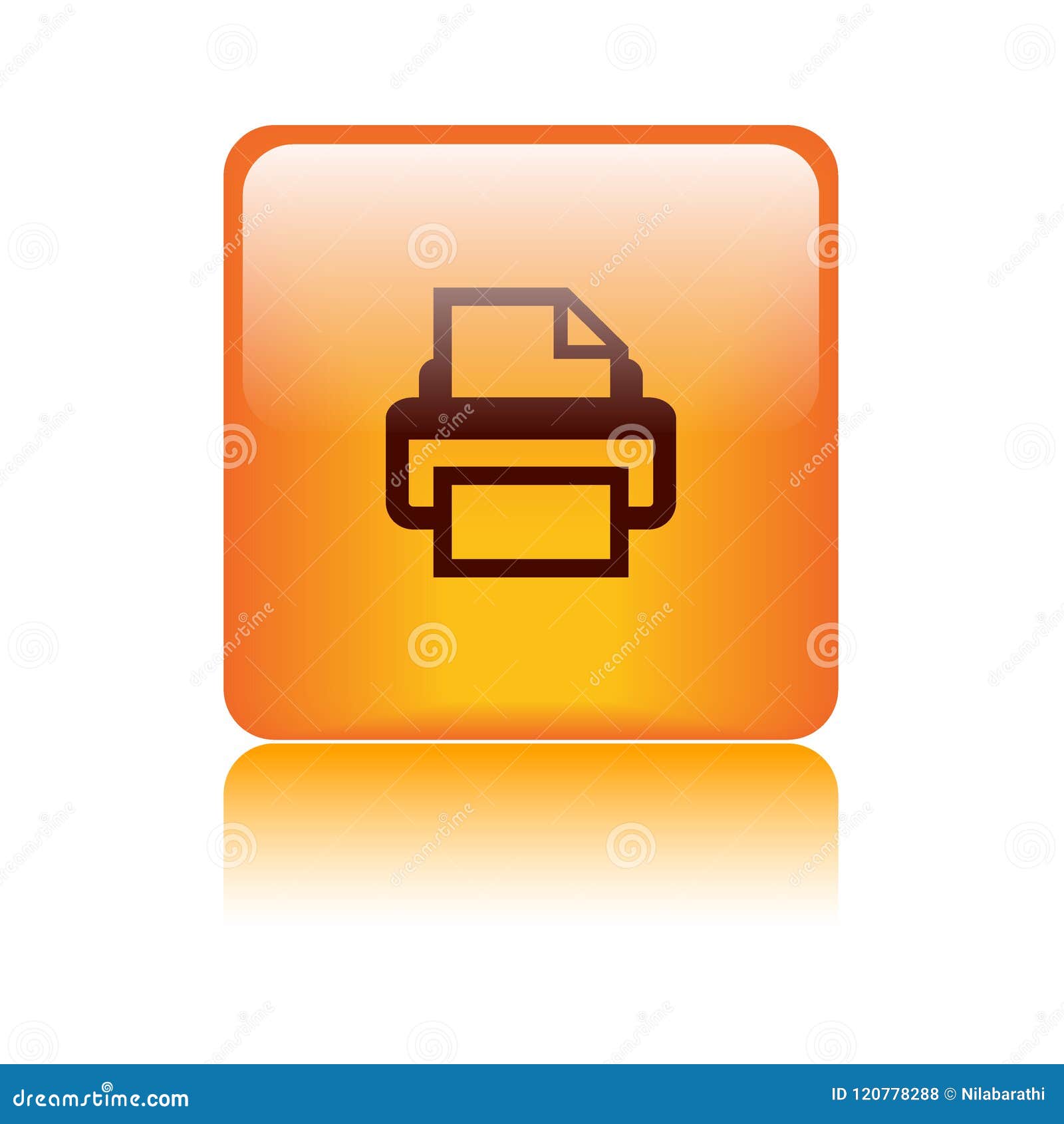 Printer Icon Web Button Square Stock Illustration - Illustration of ...