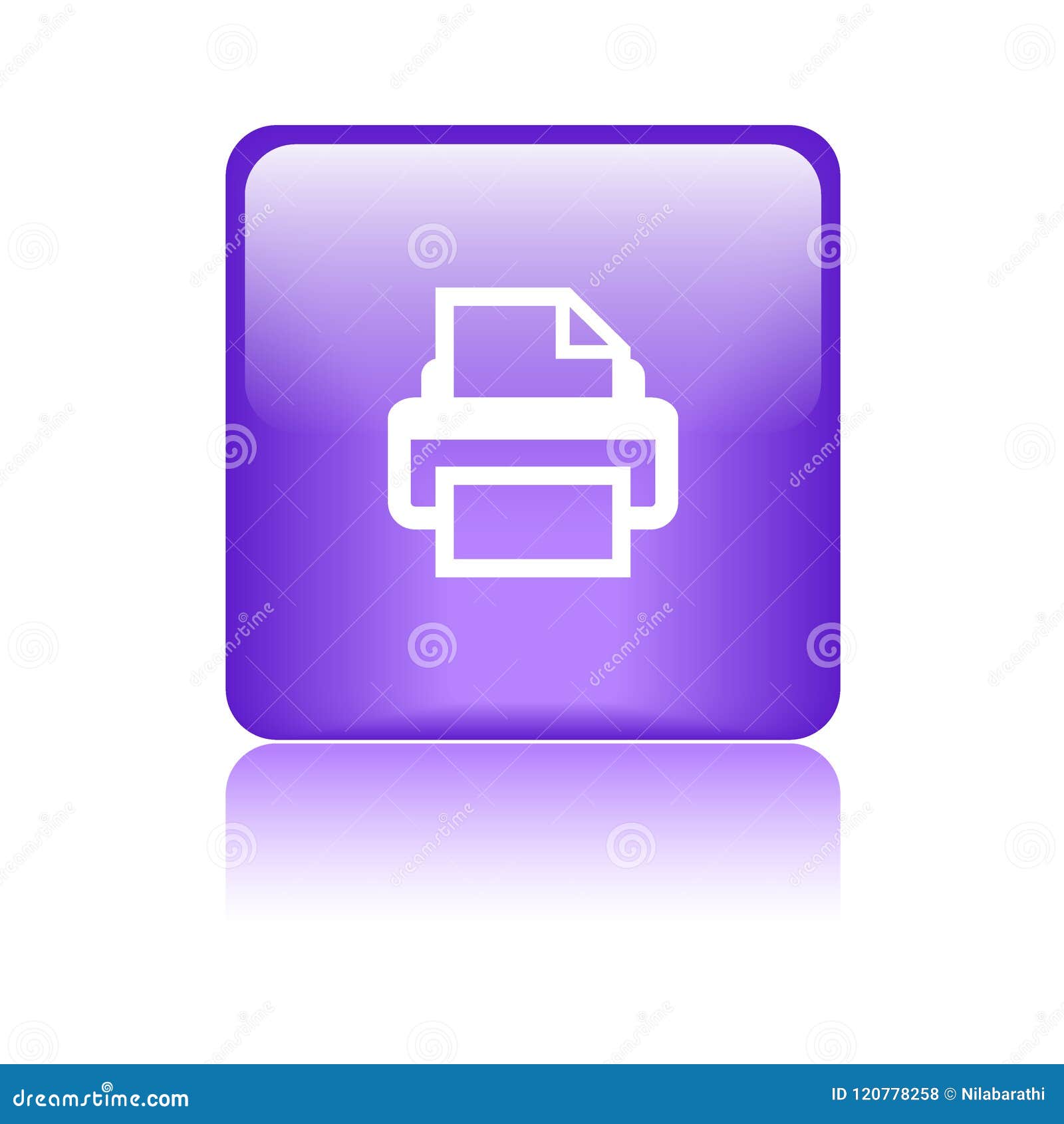 Printer Icon Web Button Square Stock Illustration - Illustration of ...