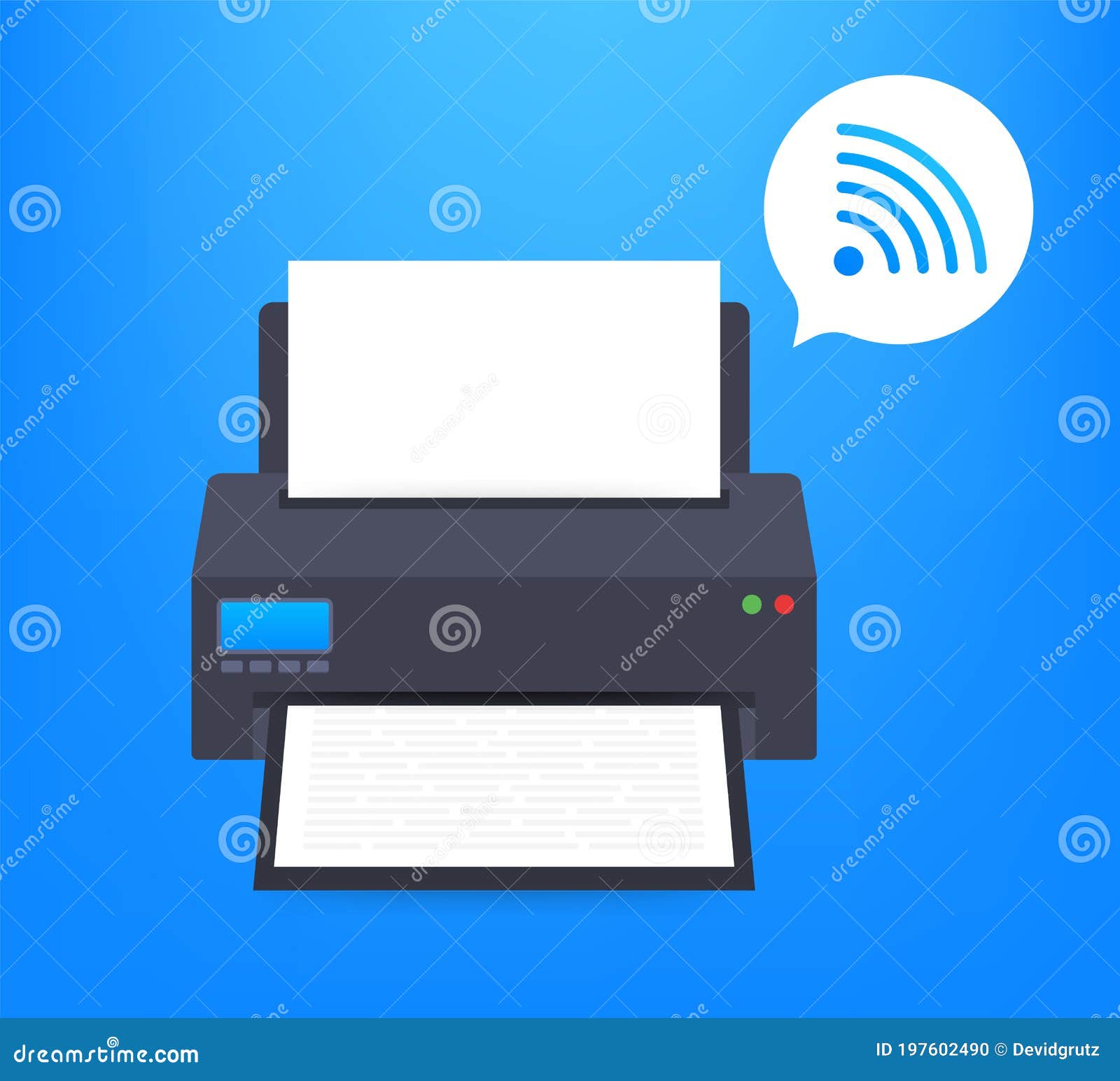 Printer Icon with Wifi Wireless Symbol. Wireless Printer. Vector Stock ...