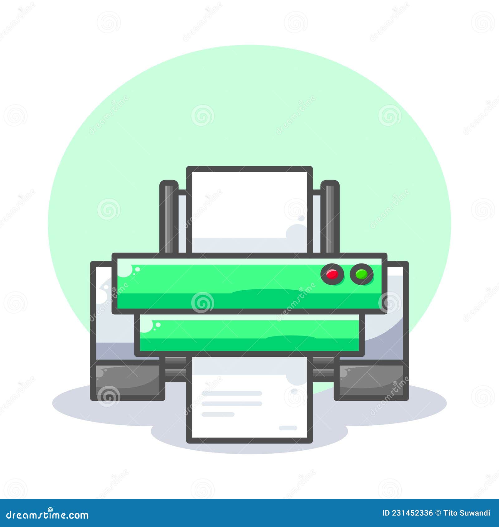 Printer Illustration Flat Design Front View Style One Stock Vector ...