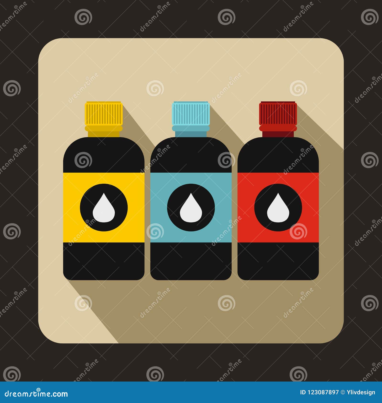 Printer Ink Bottles Icon, Flat Style Stock Illustration - Illustration ...