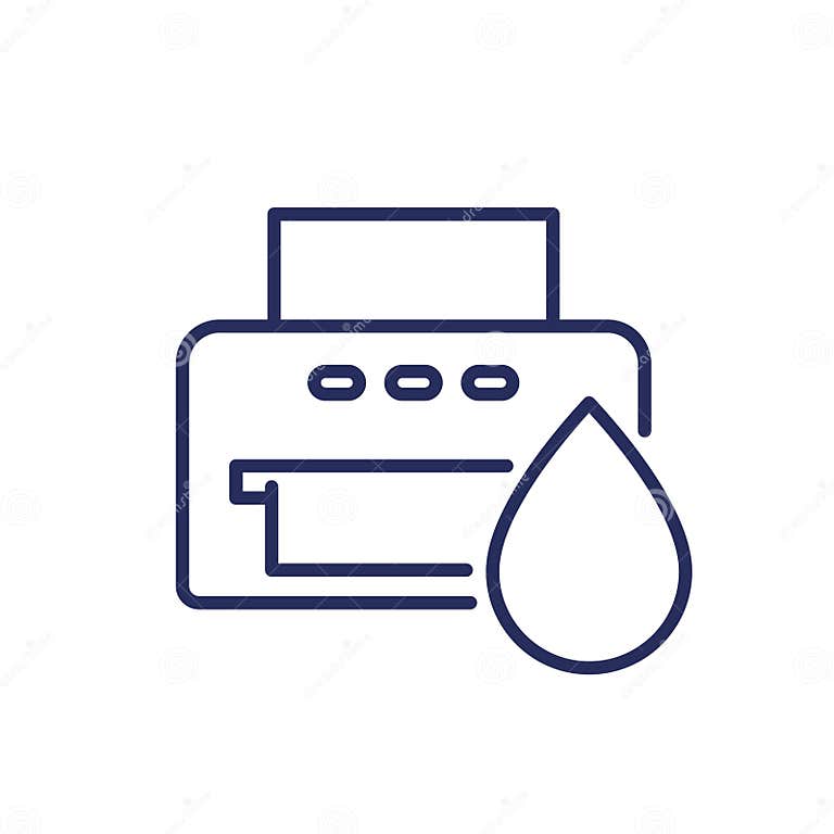 Printer Ink Line Icon on White Stock Vector - Illustration of print ...