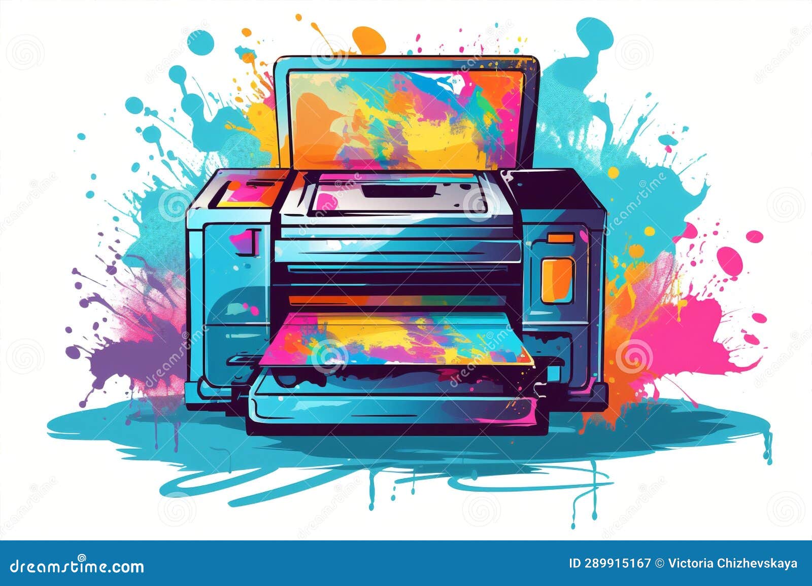 Printer Ink Paint Graphic Colorful Art Background Stock Illustration ...