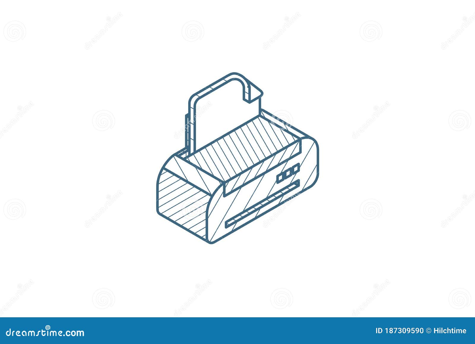 Printer Isometric Icon. 3d Line Art Technical Drawing. Editable Stroke ...