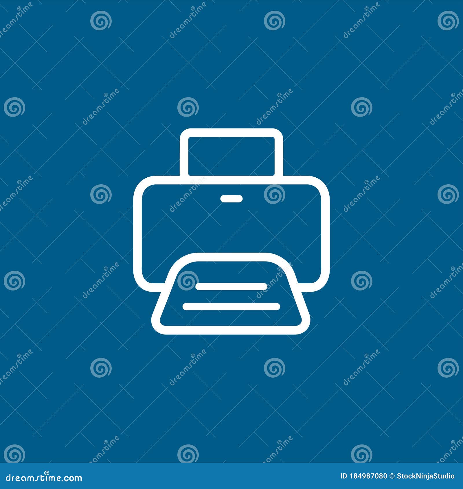 Printer Line Icon on Blue Background. Blue Flat Style Vector ...