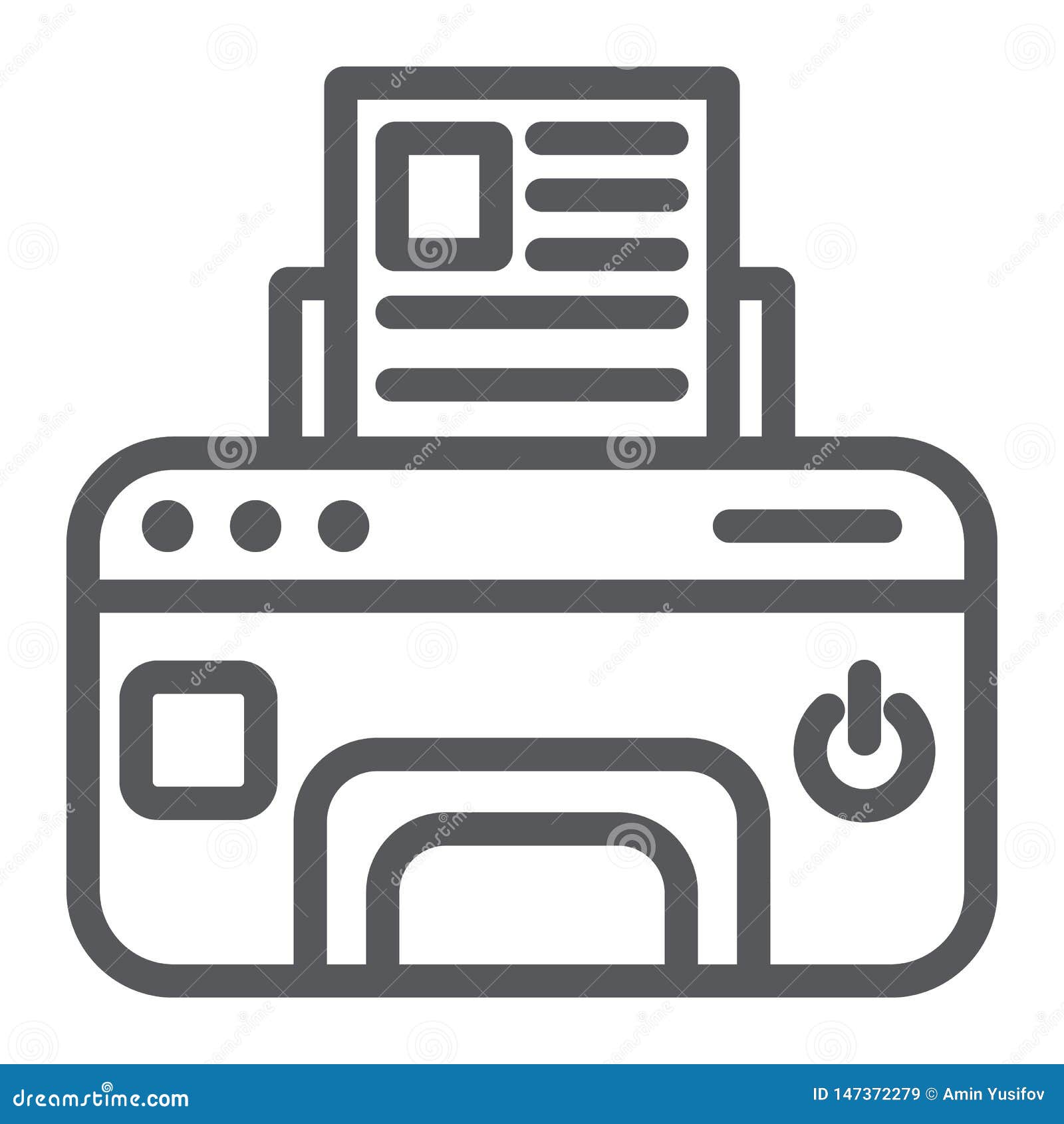 Printer Line Icon, Device and Print, Fax Sign, Vector Graphics, a ...