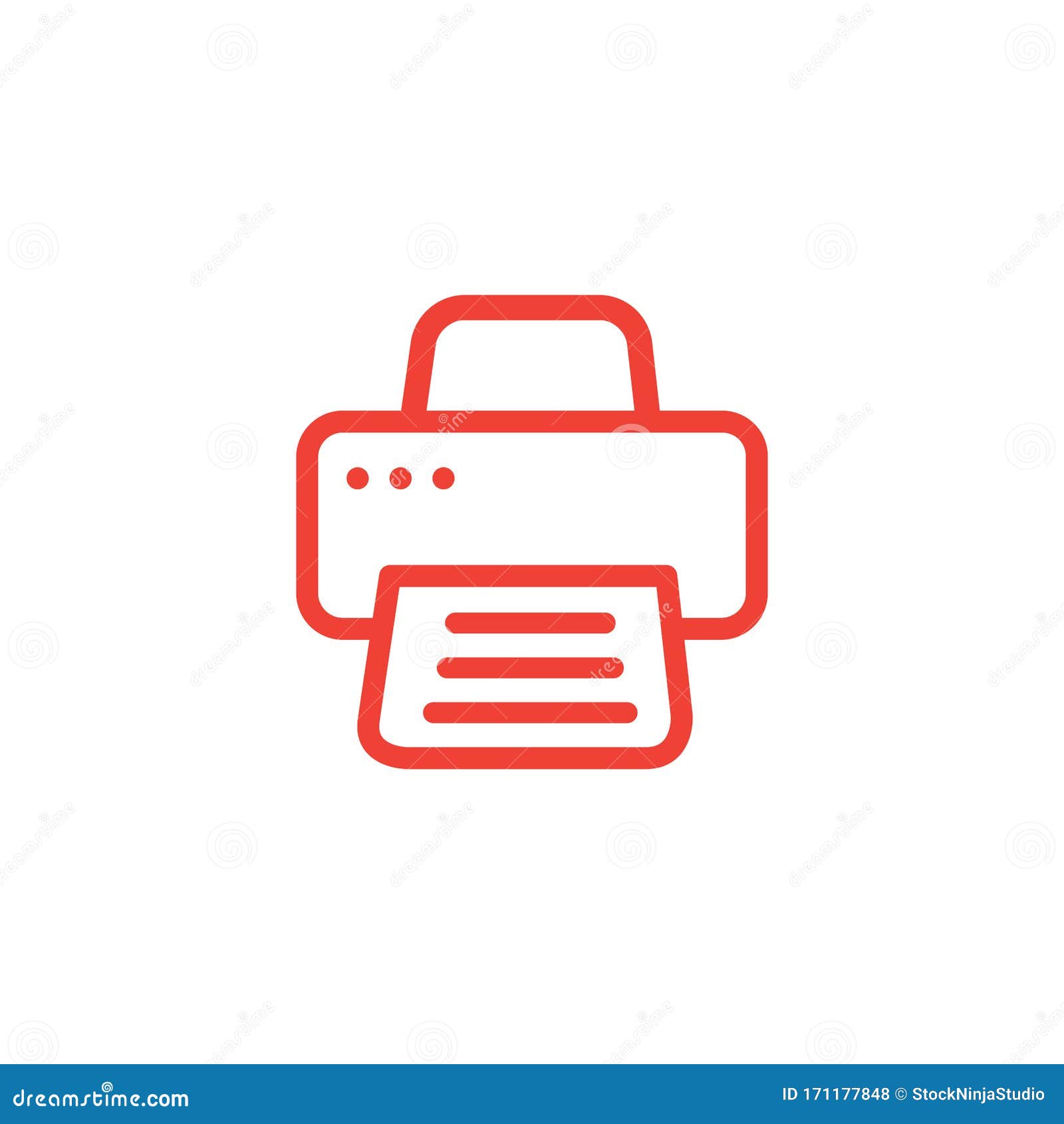 Printer Line Red Icon on White Background. Red Flat Style Vector ...
