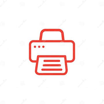 Printer Line Red Icon on White Background. Red Flat Style Vector ...