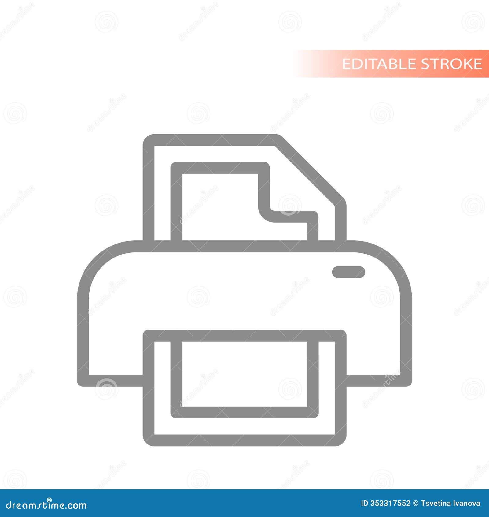 Printer One Line Drawing. Vector Electronic Object Isolated On White ...