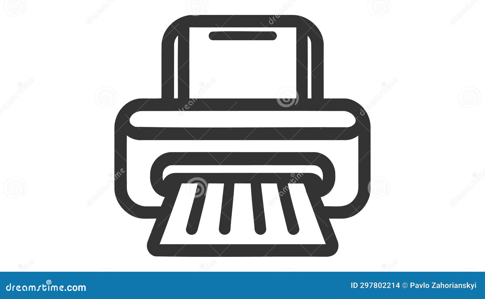 Printer - Line Vector Icon on White Background Stock Illustration ...