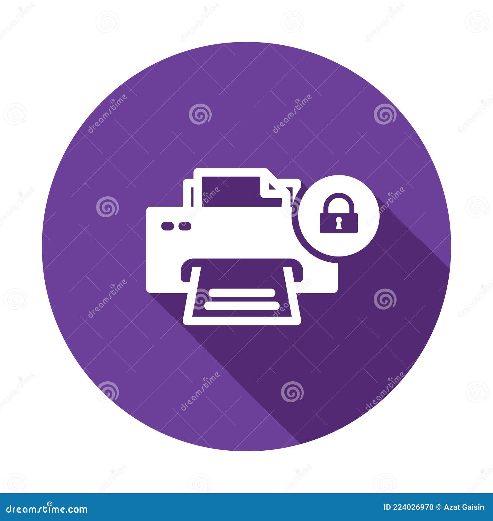 Printer Lock Icon, Technology Icon with Padlock Sign. Printer Icon and ...