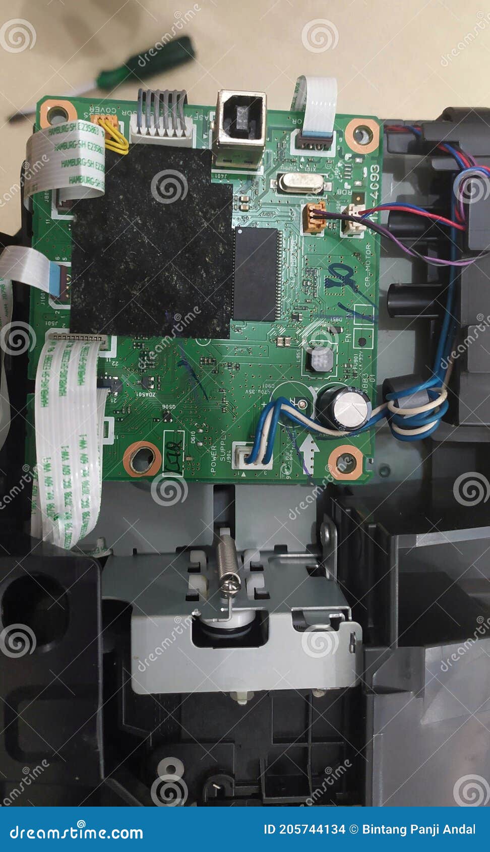 Printer Machine Electrical Circuit Stock Photo - Image of green ...