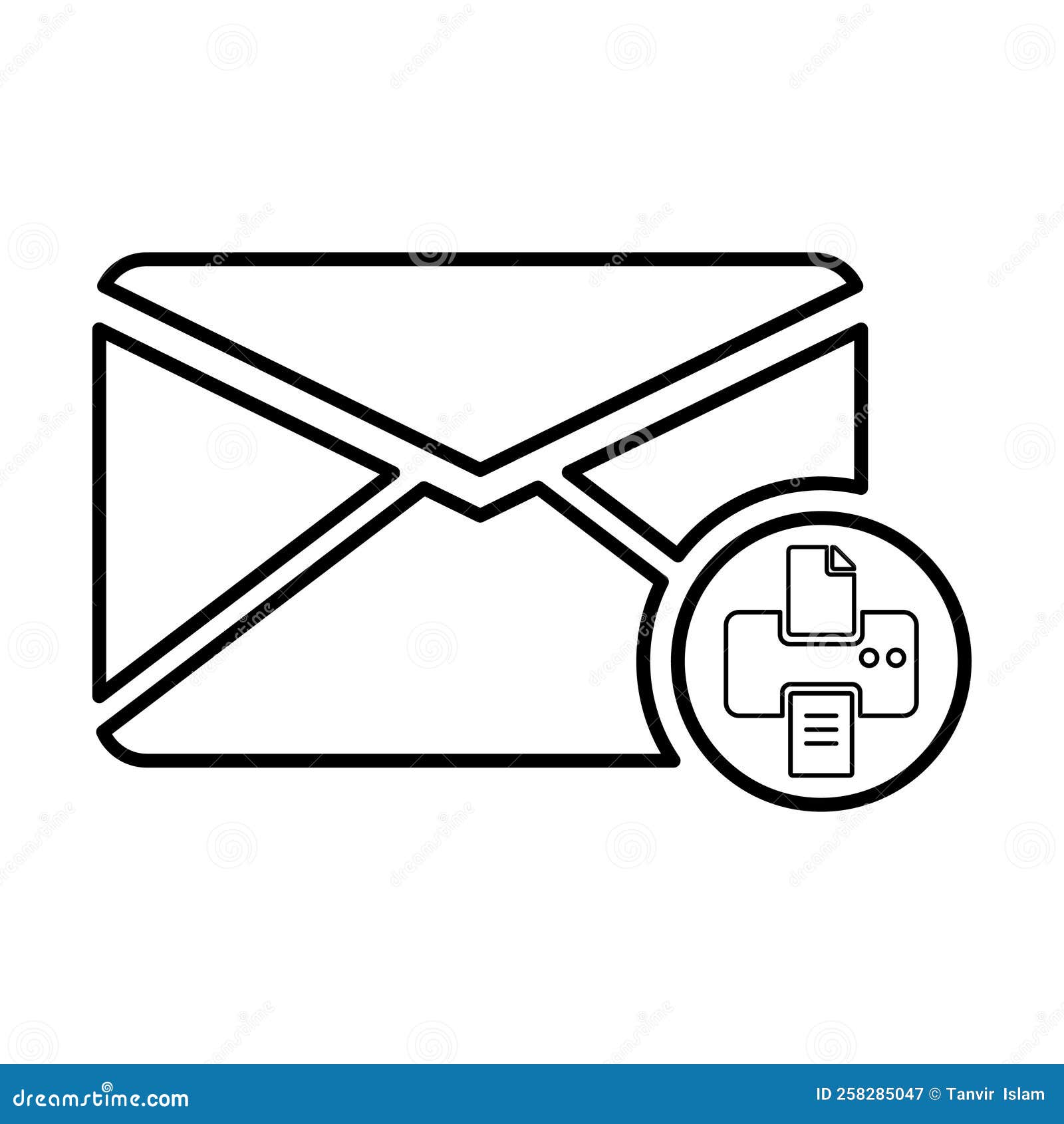 Printer mail icon stock vector. Illustration of envelope - 258285047