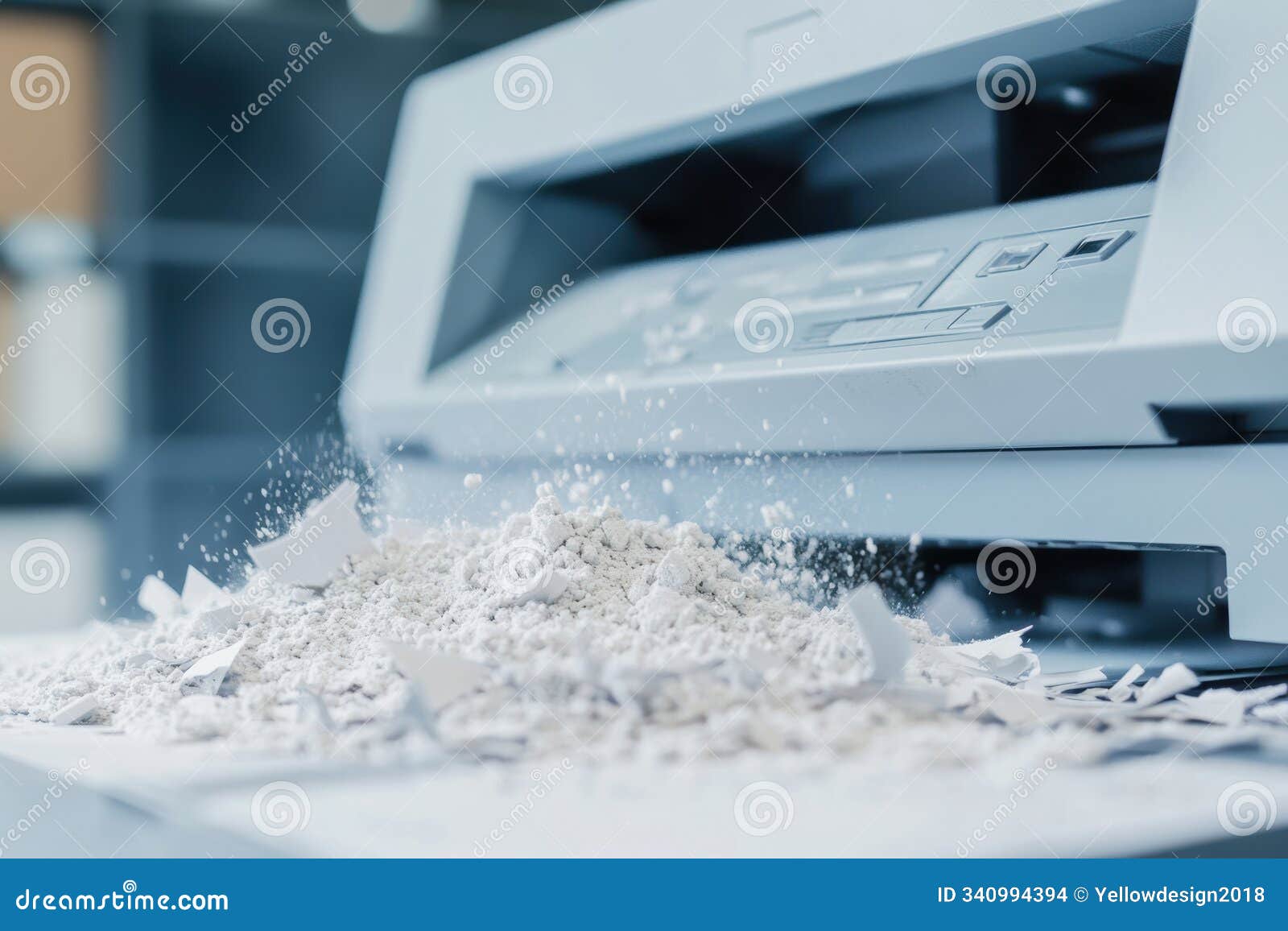 Printer Malfunction with Paper Debris and Dust Explosion Effect Stock ...