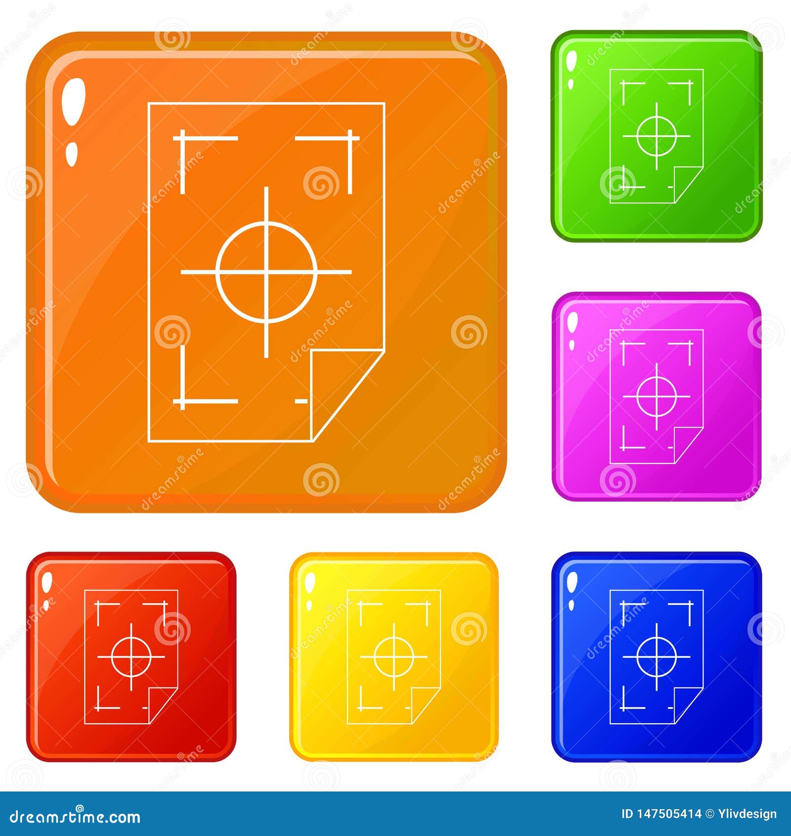 Printer Marks on a Paper Icons Set Vector Color Stock Vector ...