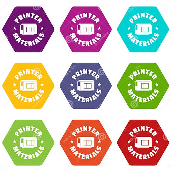 Printer Materials Icons Set 9 Vector Stock Vector - Illustration of ...