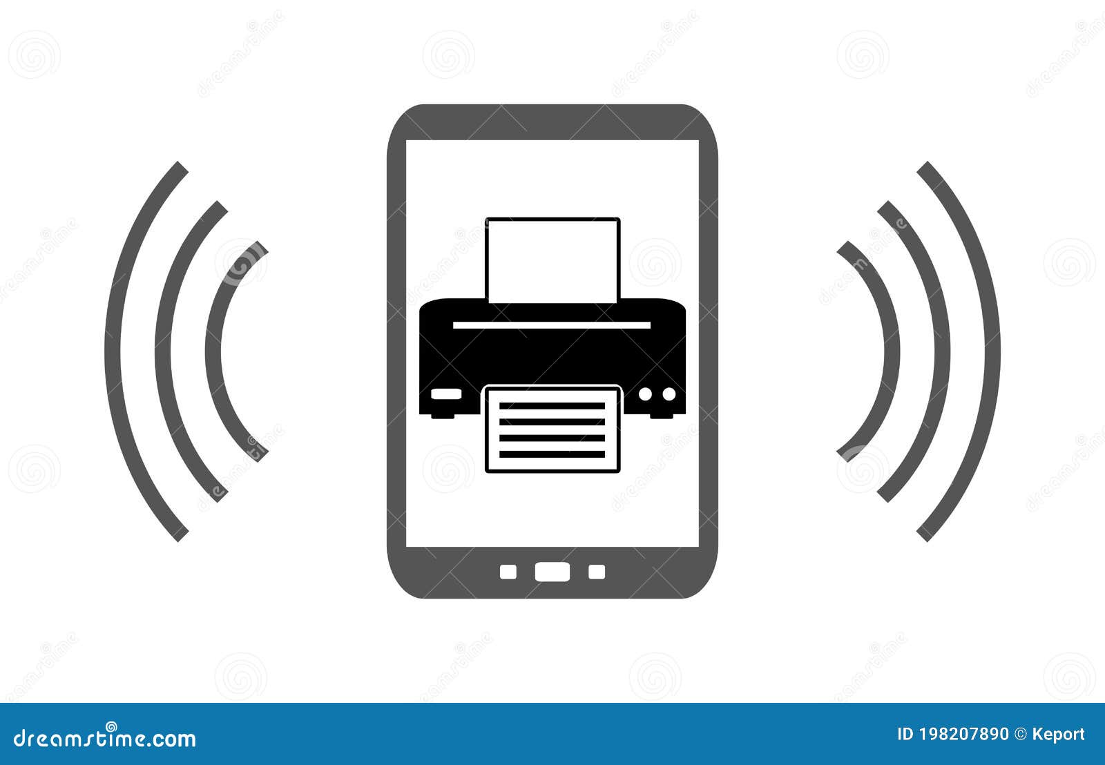 Printer on Mobile Phone - Wireless Printing Stock Illustration ...