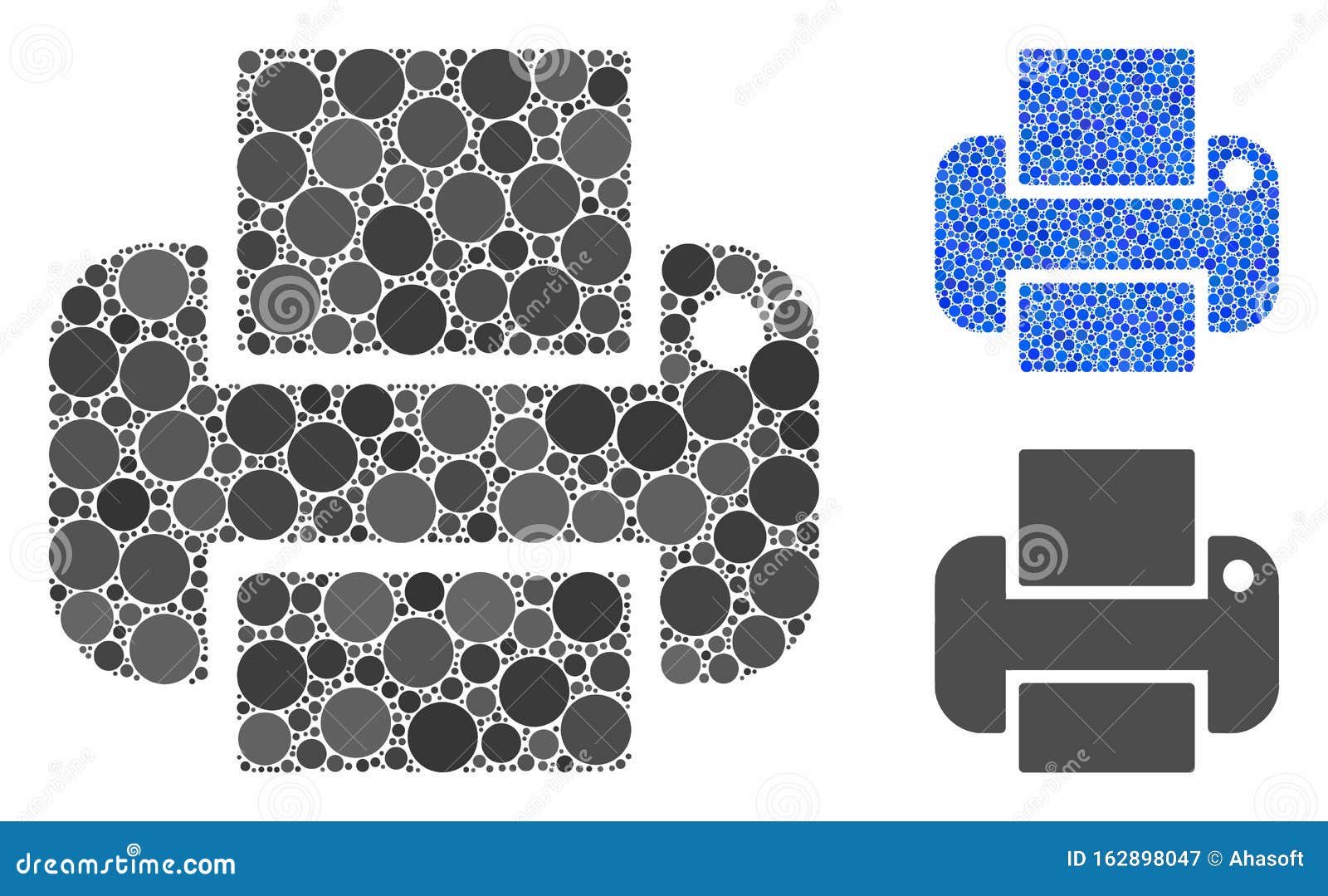 Printer Mosaic Icon of Circle Dots Stock Illustration - Illustration of ...
