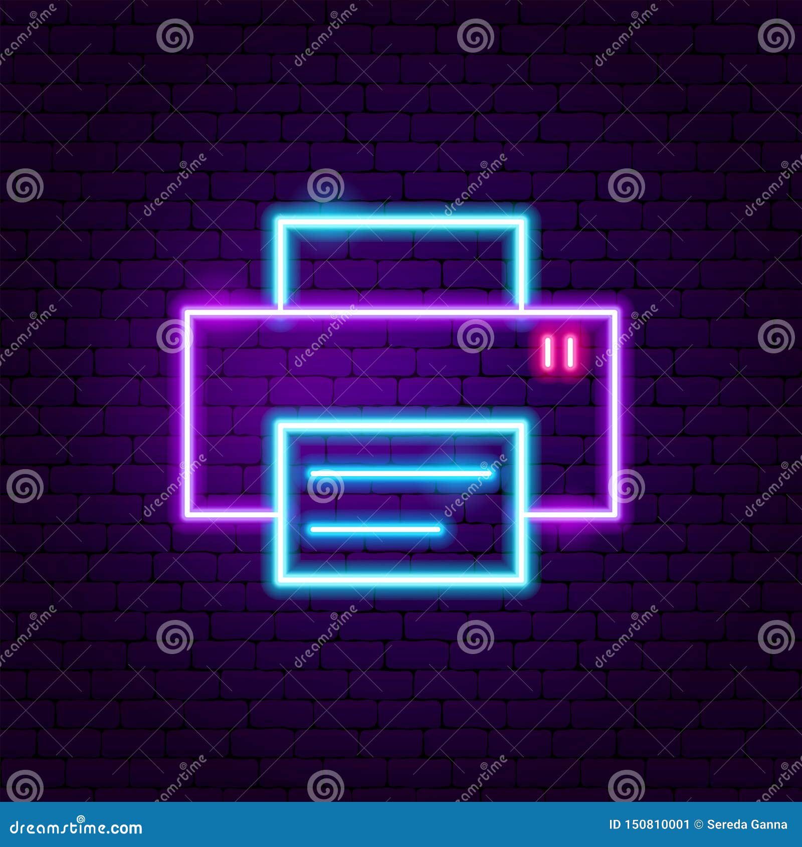 Printer Neon Label stock vector. Illustration of photocopier - 150810001
