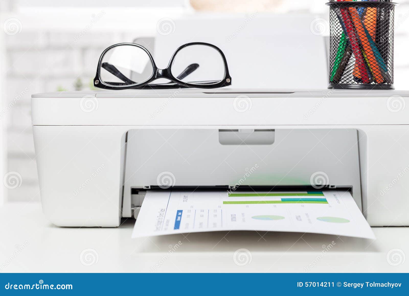 Printer, office interior stock image. Image of peripheral - 57014211