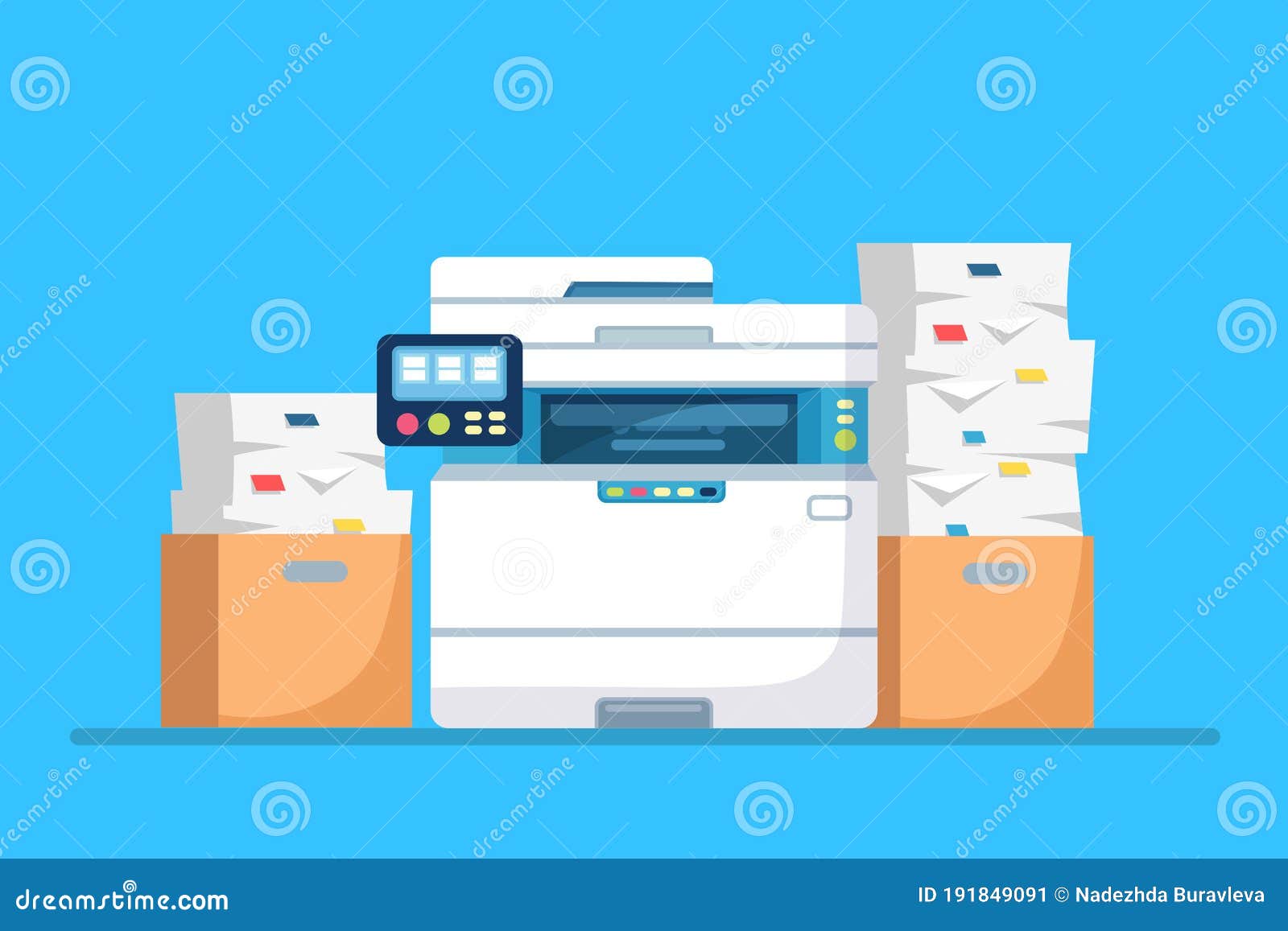MFP Machine Multifunction Printer Vector Icon Flat Cartoon Graphic ...