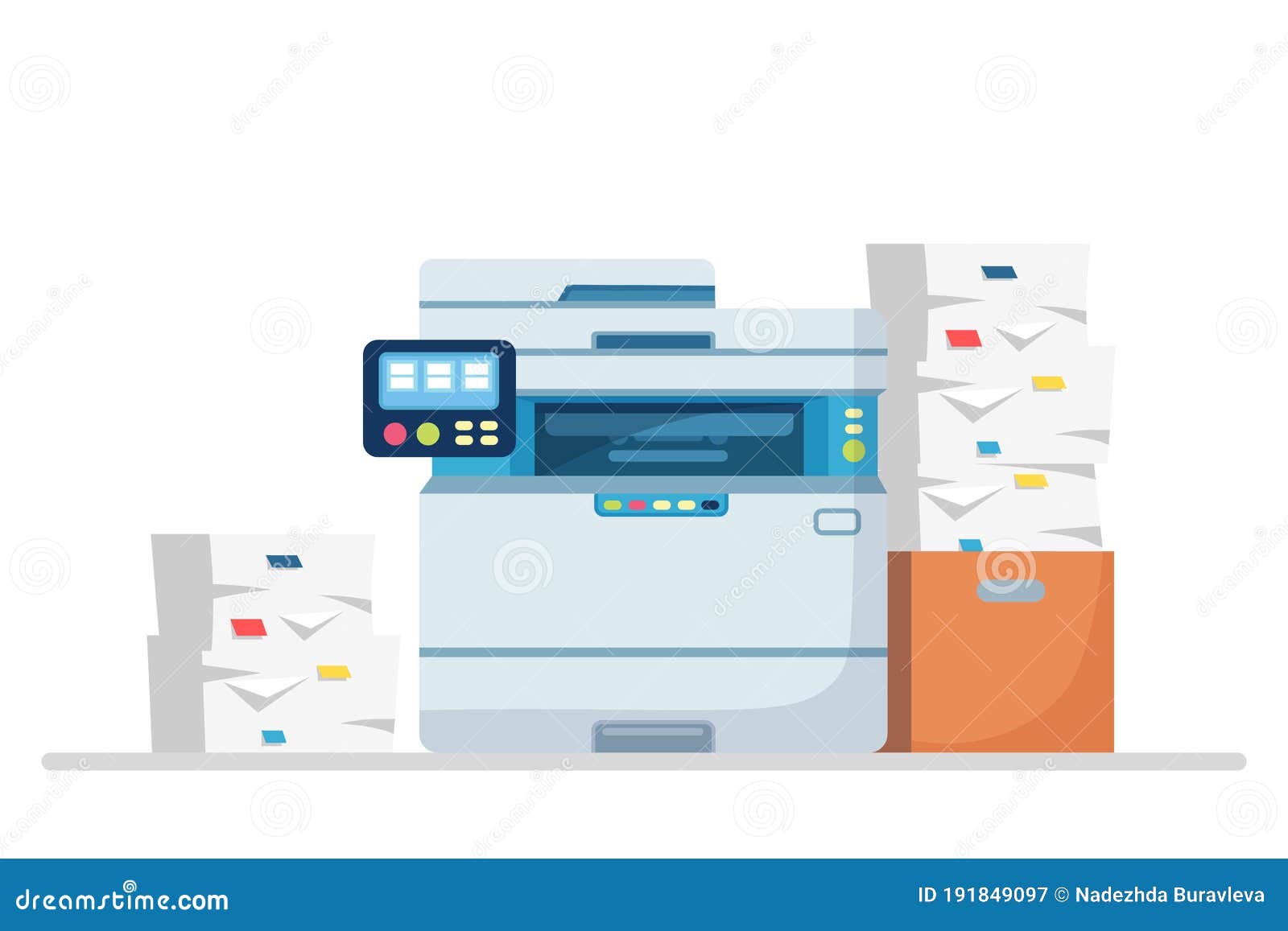 MFP Machine Multifunction Printer Vector Icon Flat Cartoon Graphic ...