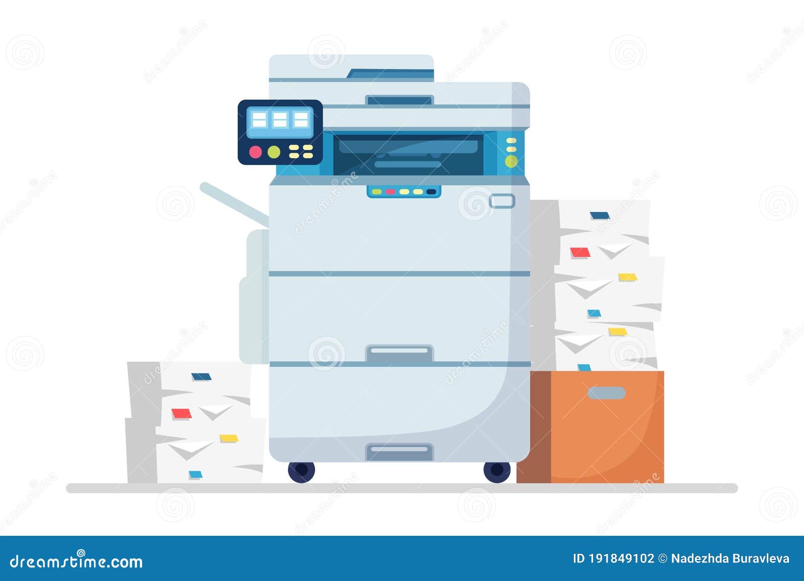 MFP Machine Multifunction Printer Vector Icon Flat Cartoon Graphic ...