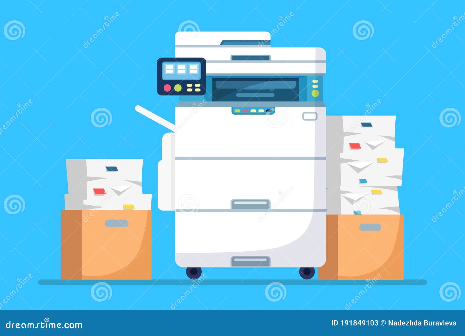 MFP Machine Multifunction Printer Vector Icon Flat Cartoon Graphic ...