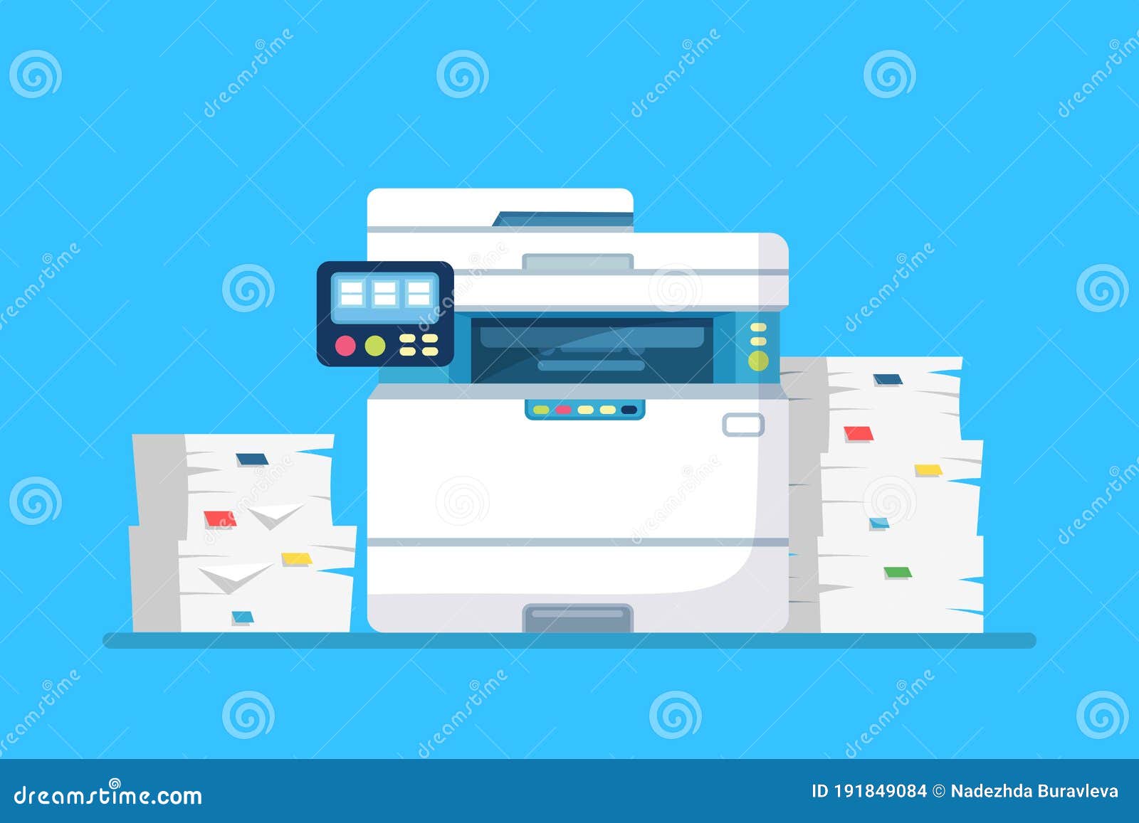 Printer, Office Machine with Paper, Document Stack. Scanner, Copy ...